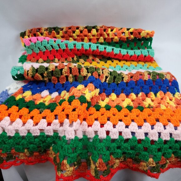 Source Unknown | Bedding | Vintage Beautiful Multicolored Crochet ...